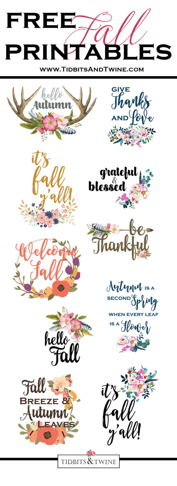 Free Fall Printable - Grateful & Blessed