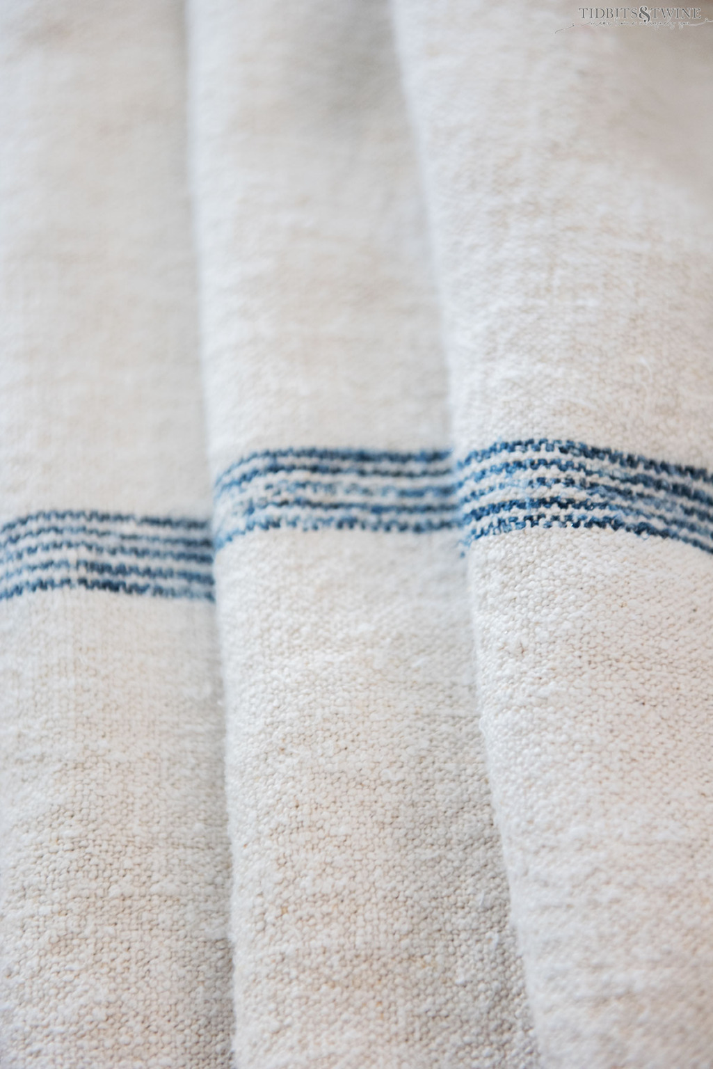Blue Stripes Vintage Grain Sack Bag - Tidbits&Twine