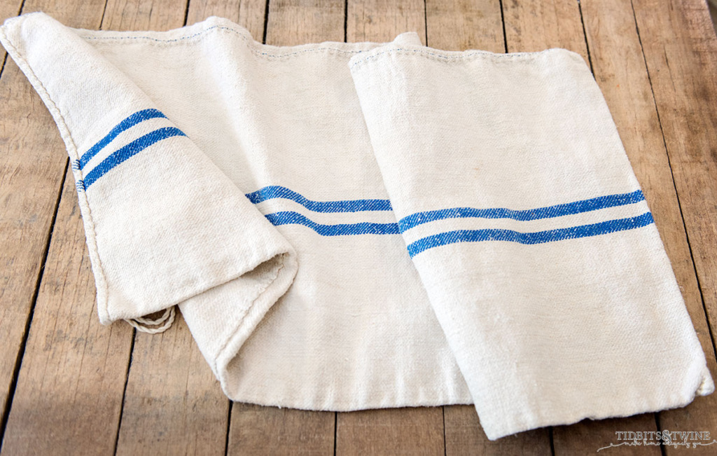 Blue Stripe Vintage Grain Sack Bag - Tidbits&Twine