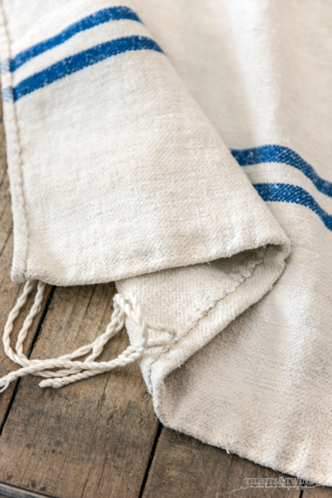 Blue Stripe Vintage Grain Sack Bag - Tidbits&Twine