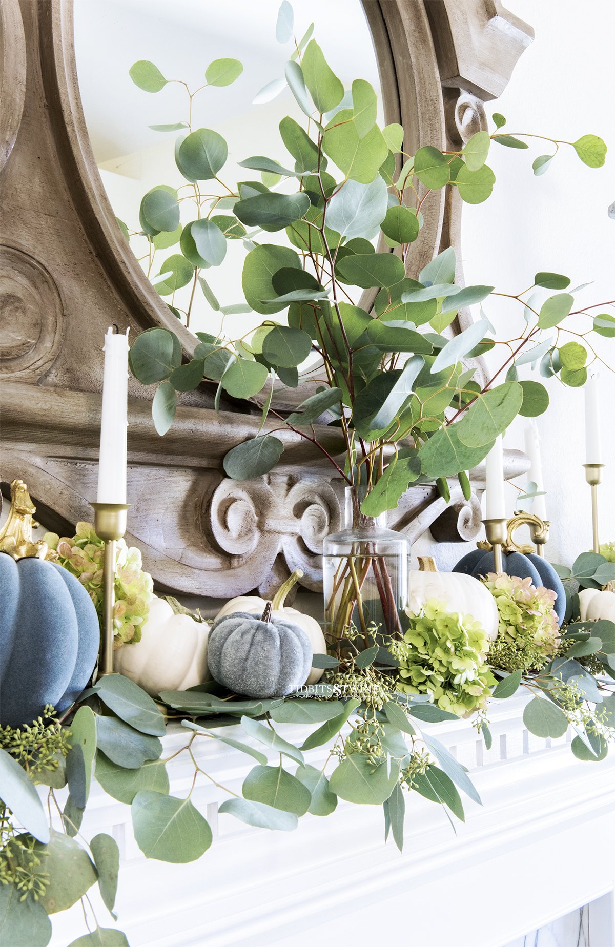 Decorating a French Fall Mantel with Muted Colors - Tidbits&Twine