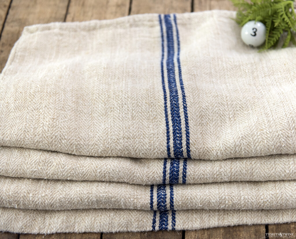 Three Blue Stripe Grain Sack 3 - Tidbits&Twine