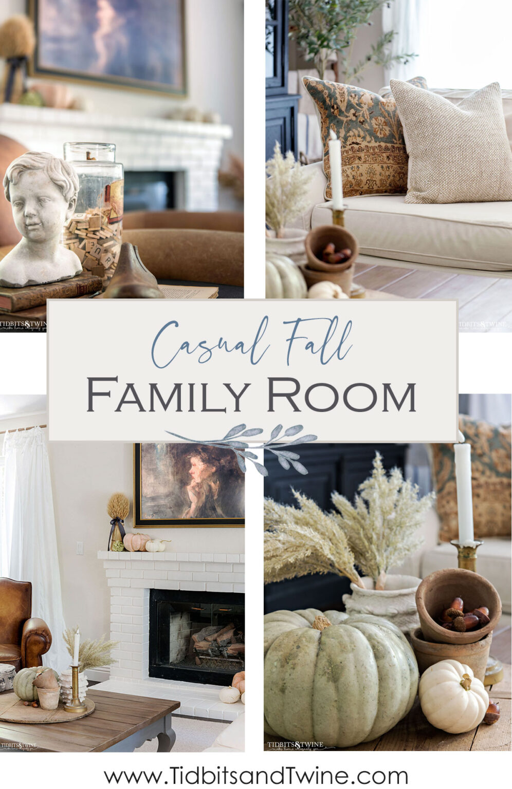 Fall Living Room - Soft Blue and Green - Tidbits&Twine