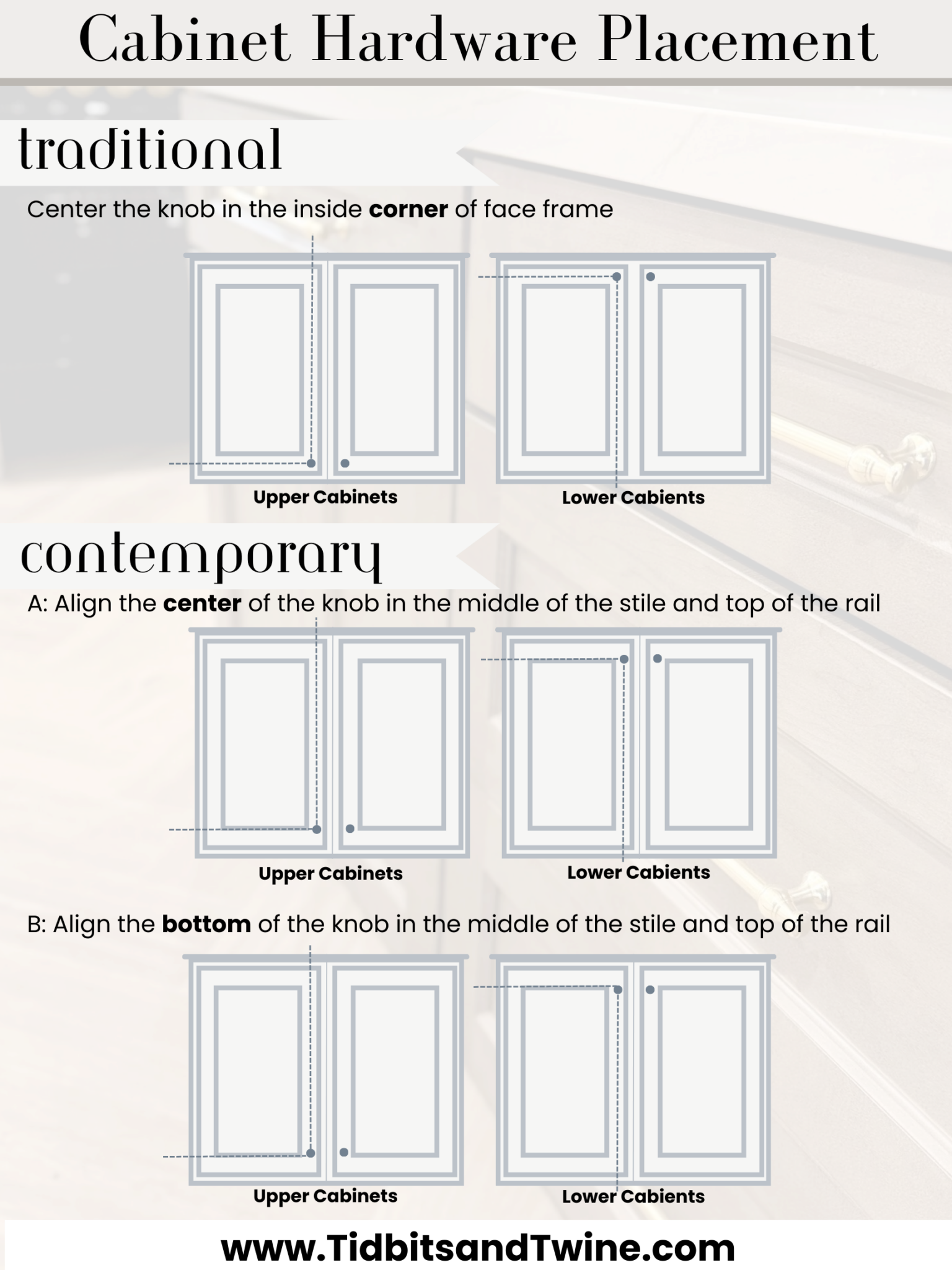 An Easy Cabinet Hardware Placement Guide - Tidbits&Twine
